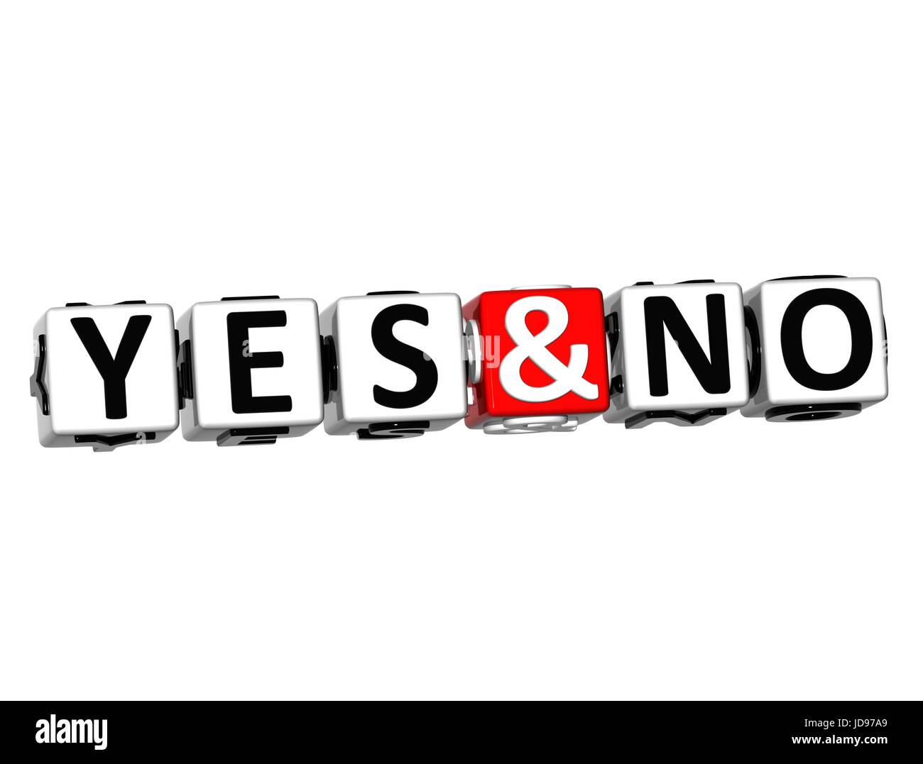 3D Yes And No Button Click Here Block Text over white background Stock ...