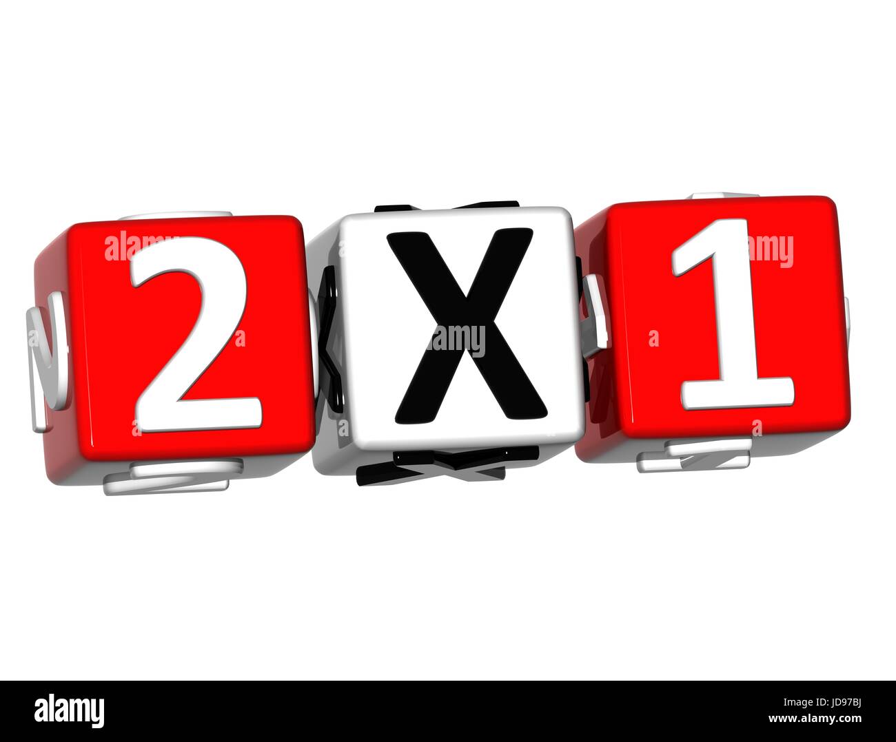 3D Two For One Button Click Here Block Text over white background Stock ...