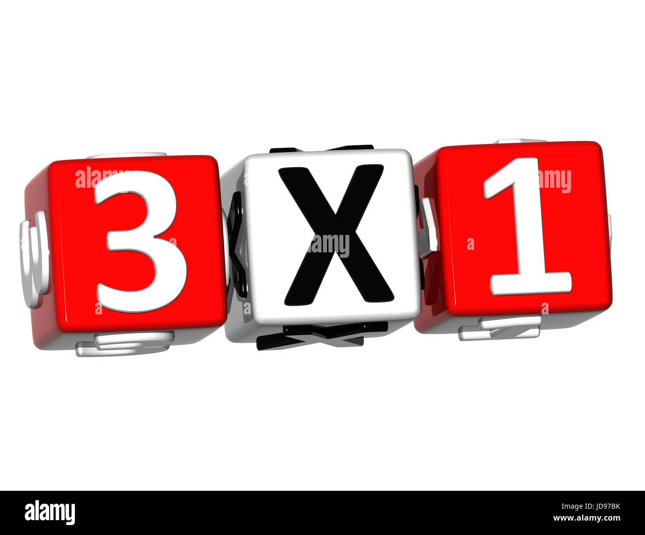 3D Three For One Button Click Here Block Text over white background ...