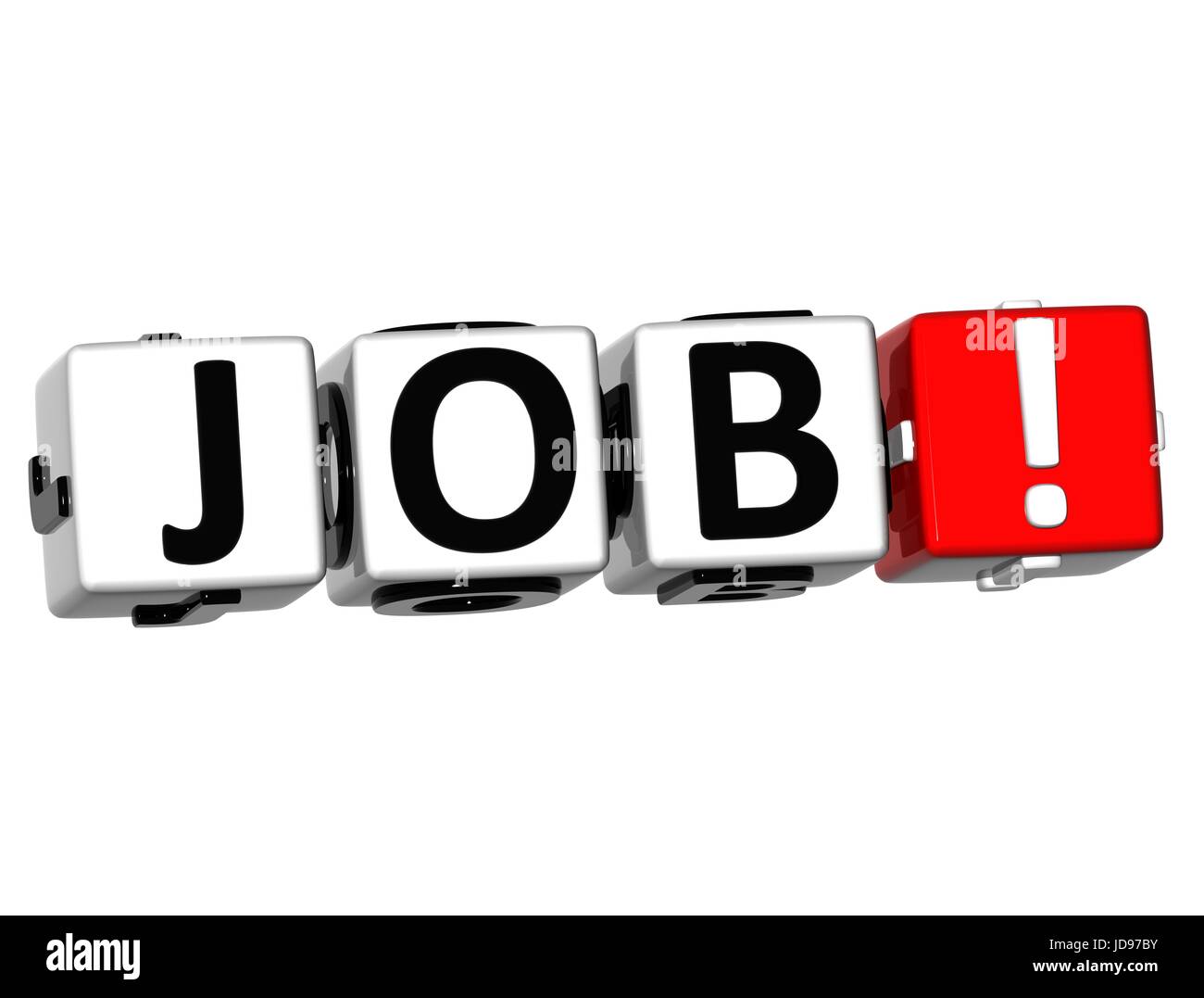 3D Job Button Click Here Block Text over white background Stock Photo ...