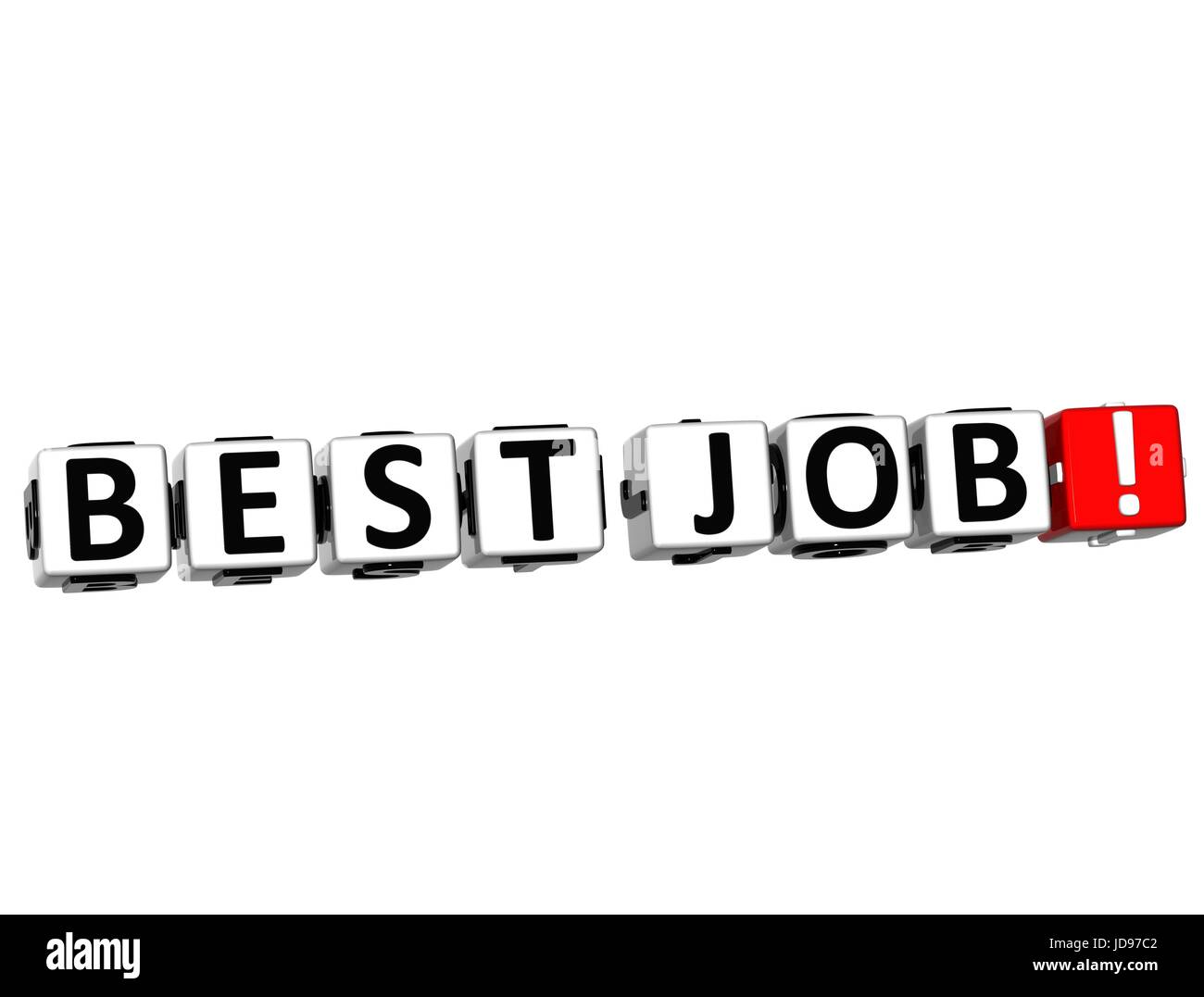 3D Best Job Button Click Here Block Text over white background Stock ...