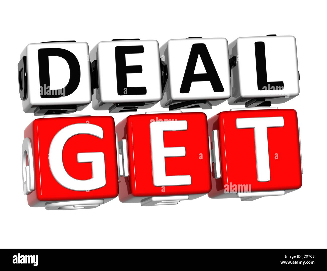 3D Get Deal Button Click Here Block Text over white background Stock ...