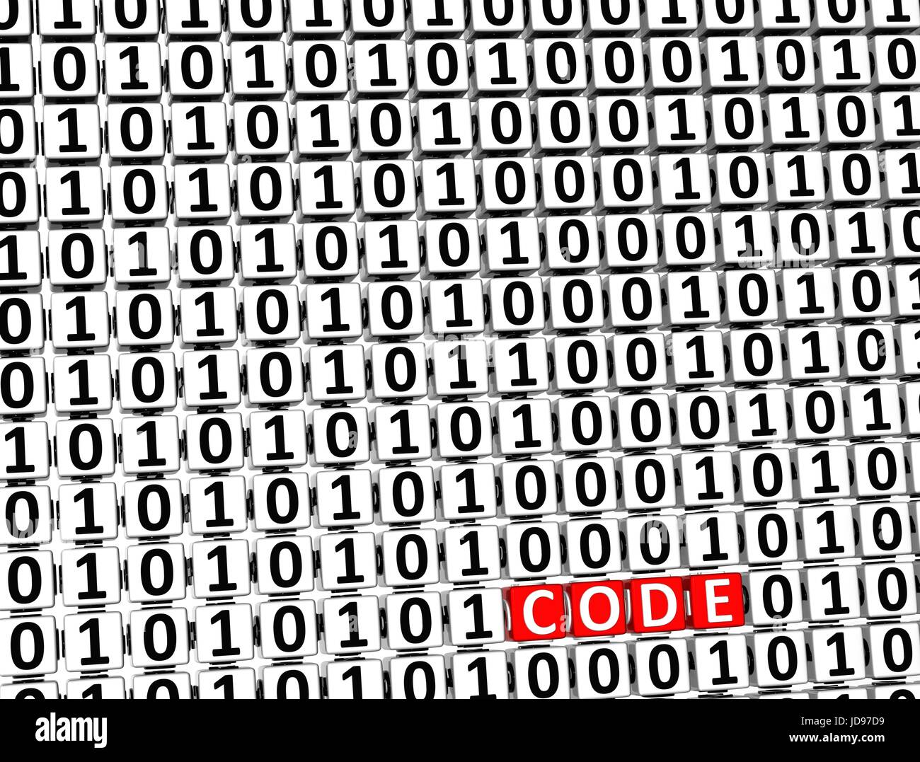 3D Word Code inside zero one blocks Stock Photo - Alamy