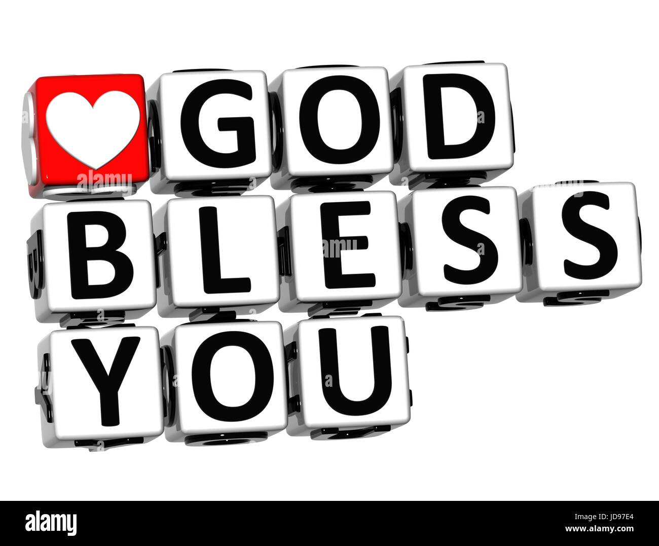 3D God Bless You Button Click Here Block Text over white background ...