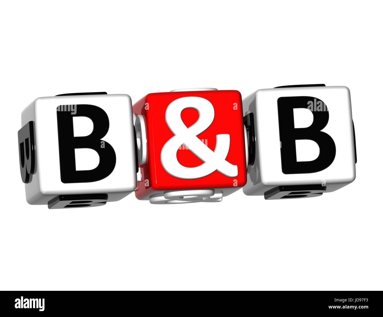 3D Bed And Breakfast Button Click Here Block Text over white background ...