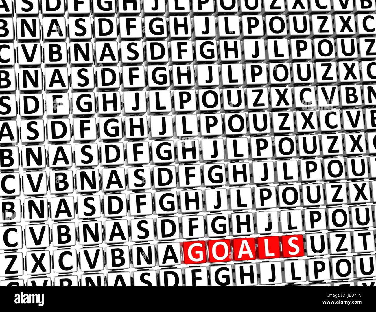 3D Word Goals inside different letters blocks Stock Photo - Alamy