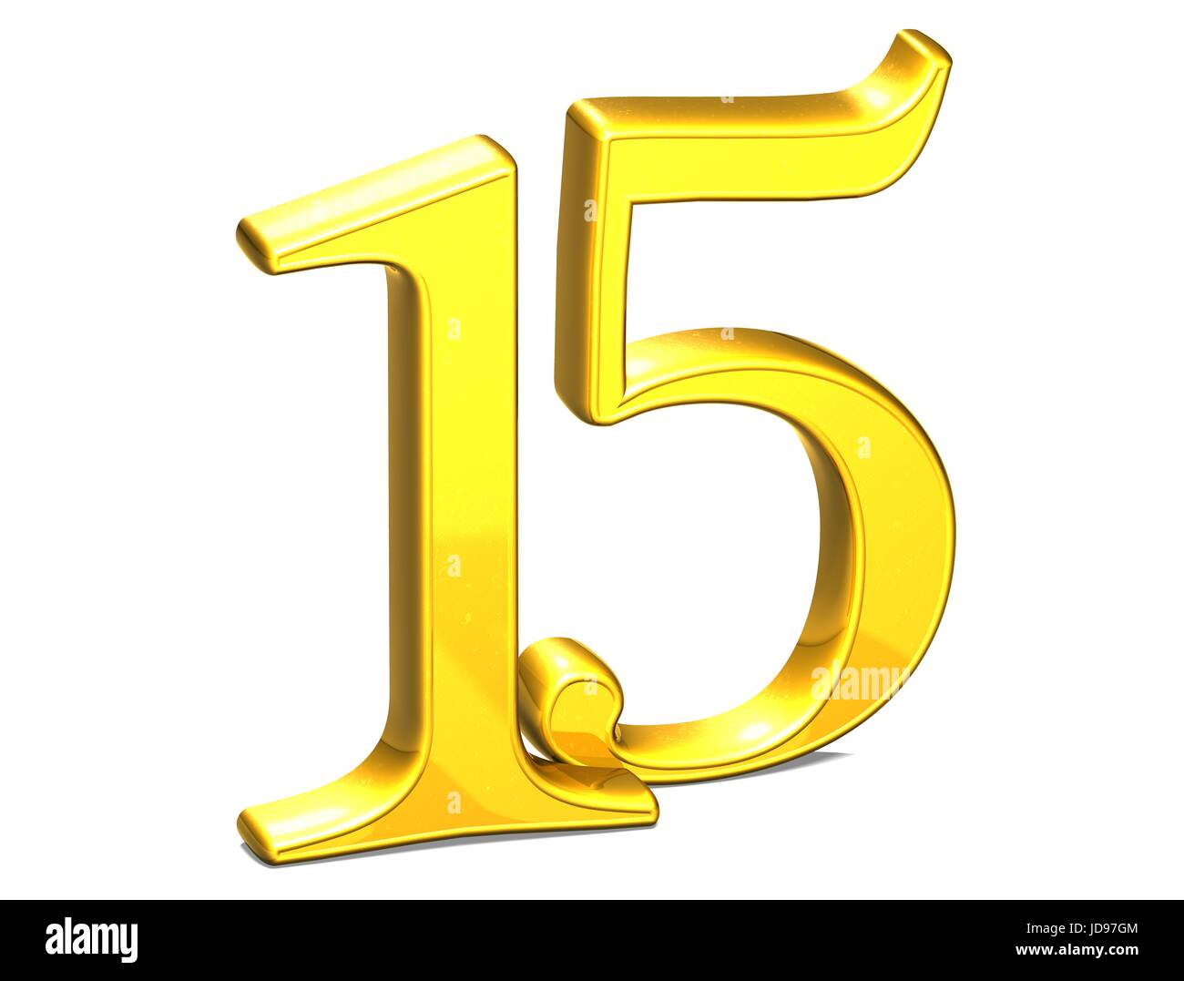 3D Gold Fifteen on white background Stock Photo - Alamy
