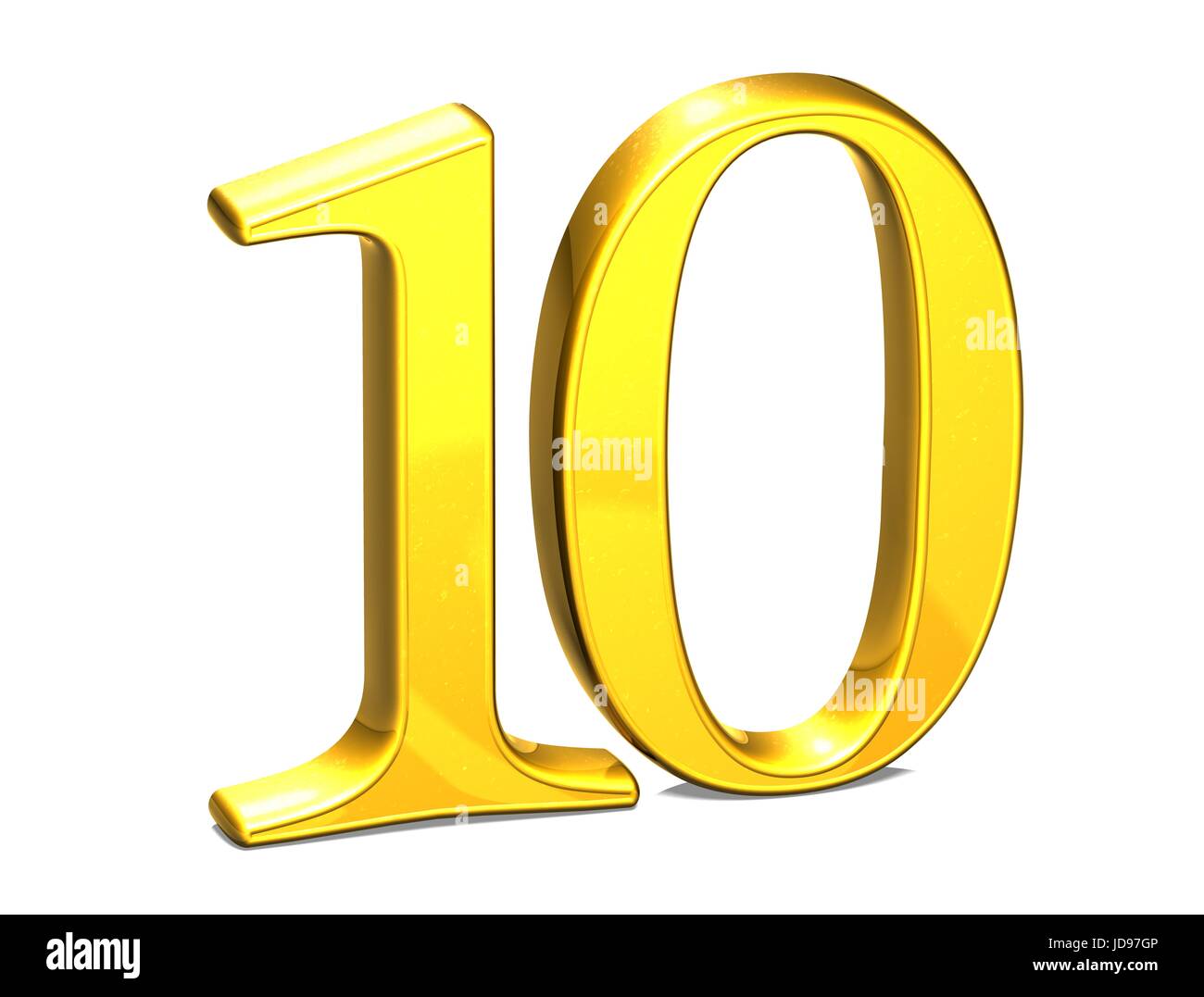 3D Gold Ten on white background Stock Photo - Alamy