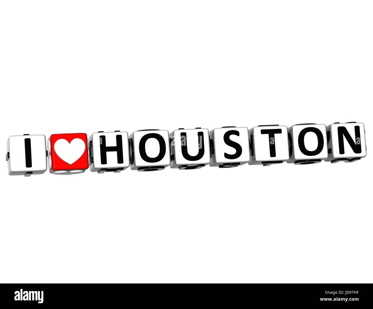 3D I Love Houston Button Click Here Block Text over white background ...