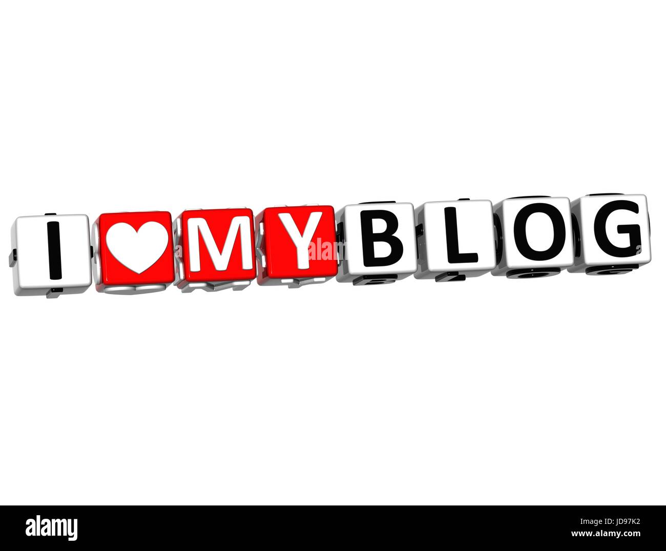 3D I Love My Blog Button Click Here Block Text over white background ...