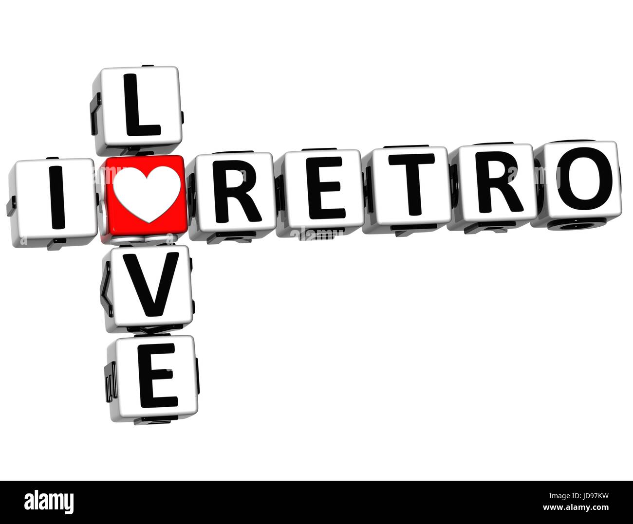 3D I Love Retro Crossword on white background Stock Photo - Alamy