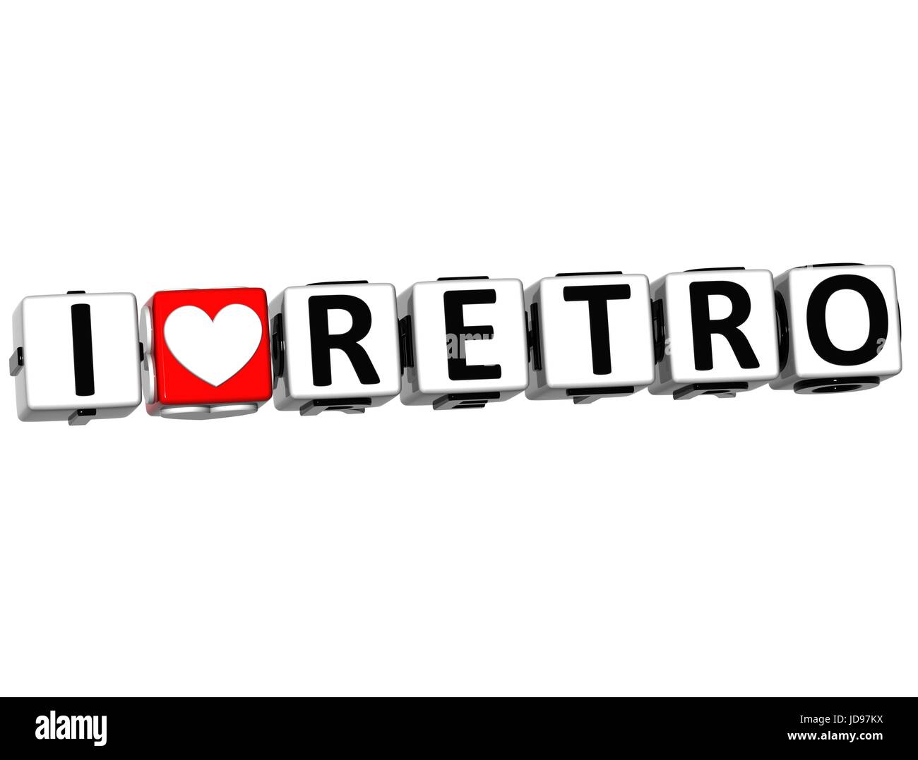 3D I Love Retro Button Click Here Block Text over white background ...