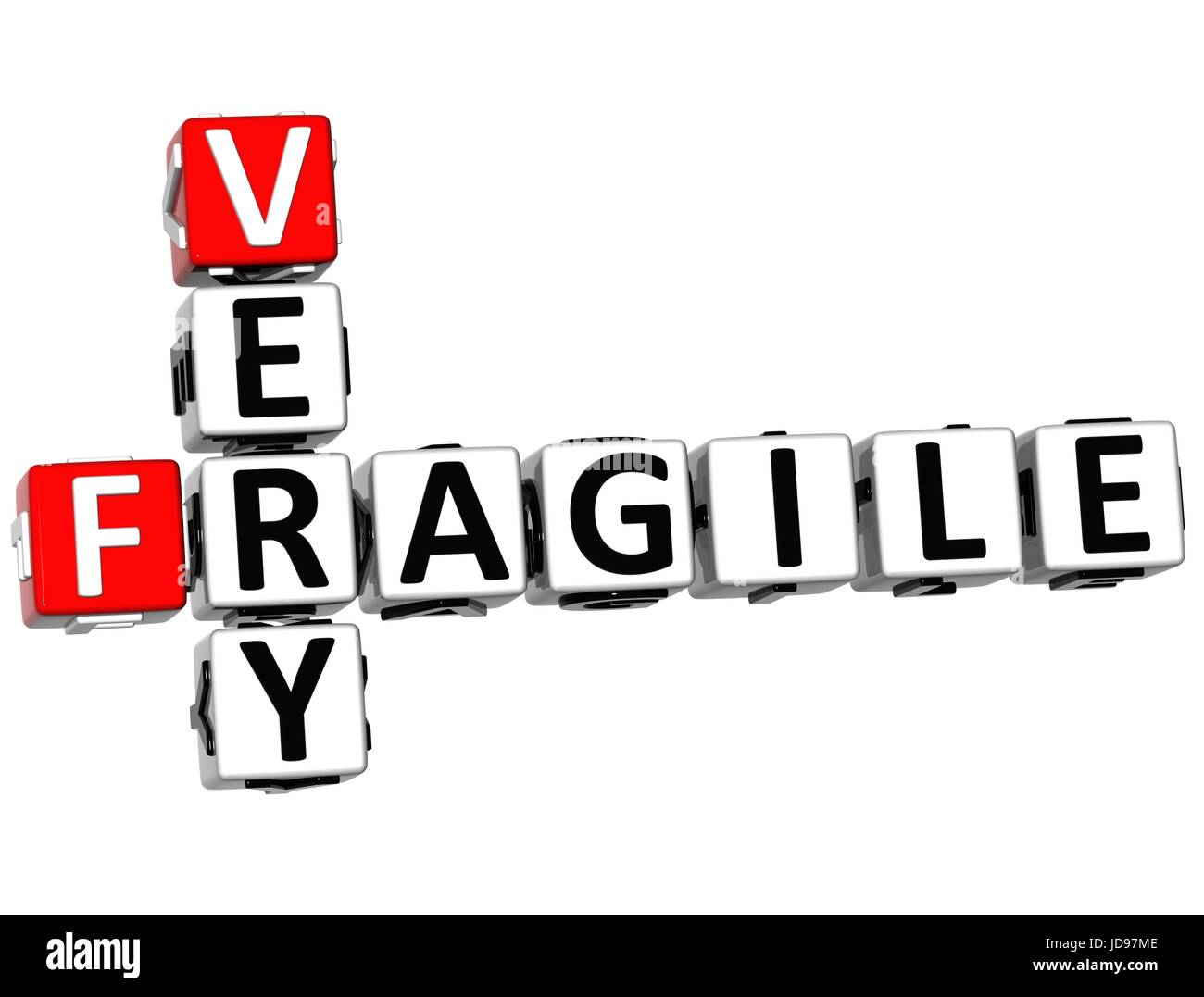 3D Very Fragile Crossword on white background Stock Photo - Alamy