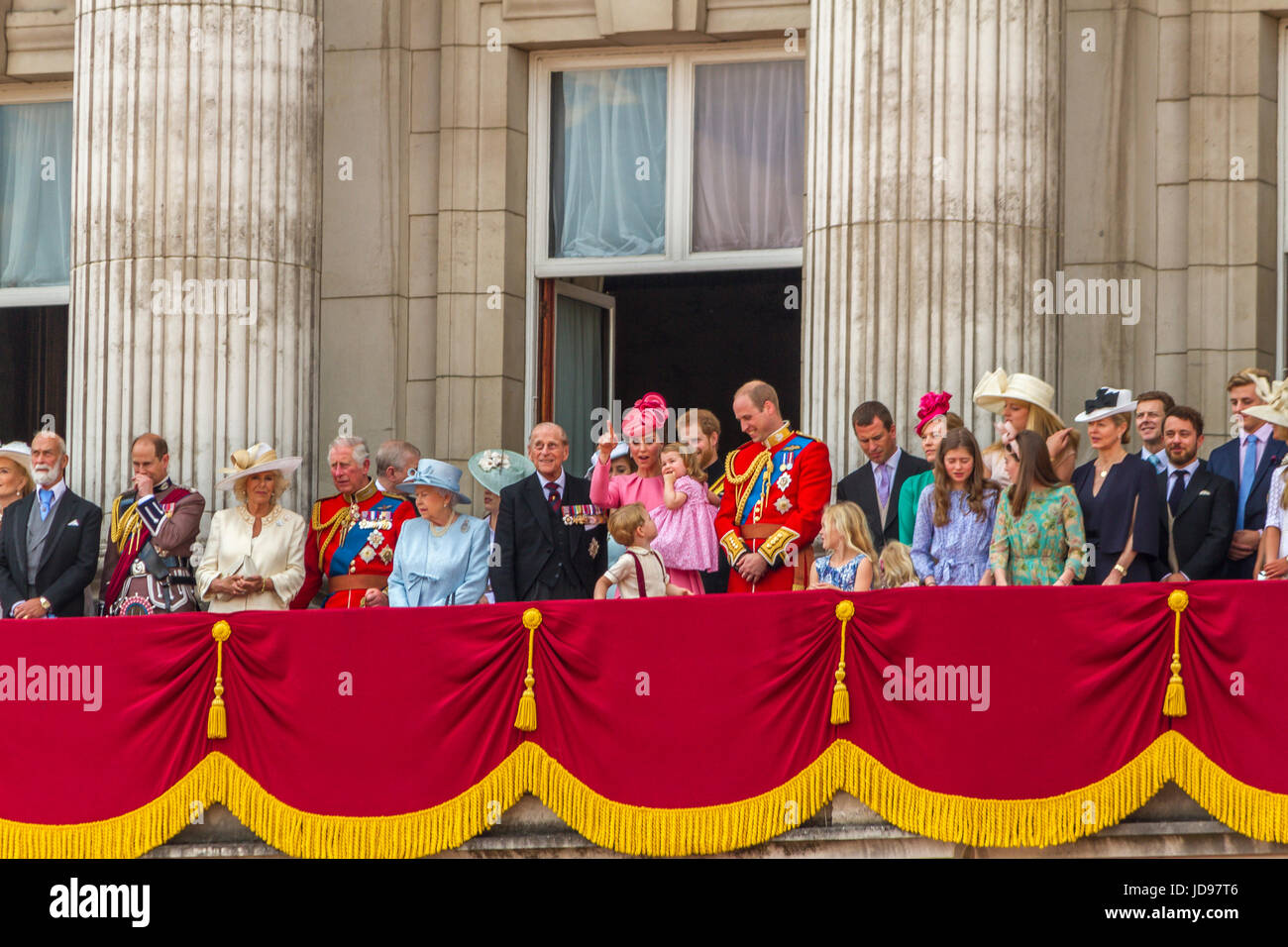 The Queen and members of The Royal Family gather together on the Buckingham Palace Balcony ...