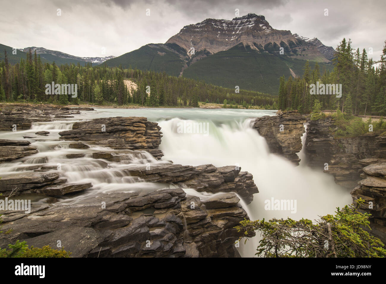 Athabasca Falls waterfall in Jasper national Park, Alberta, Canada ...