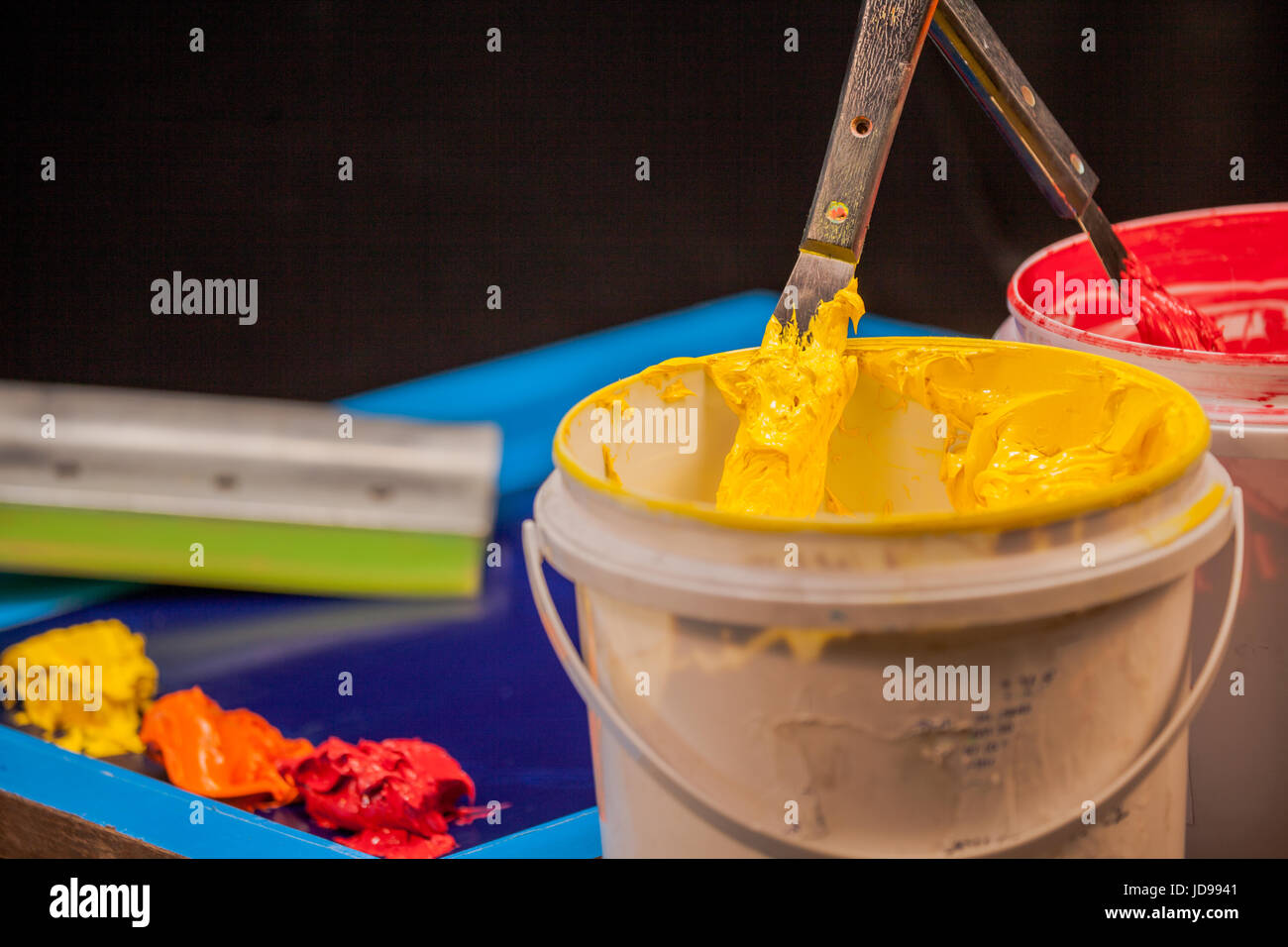 silk screen printing made color grading by hand followed by step of ...