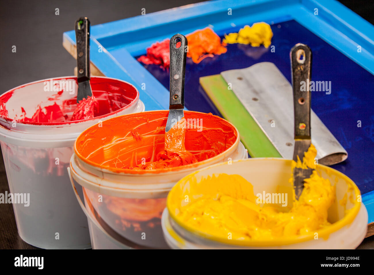 silk screen printing made color grading by hand followed by step of ...