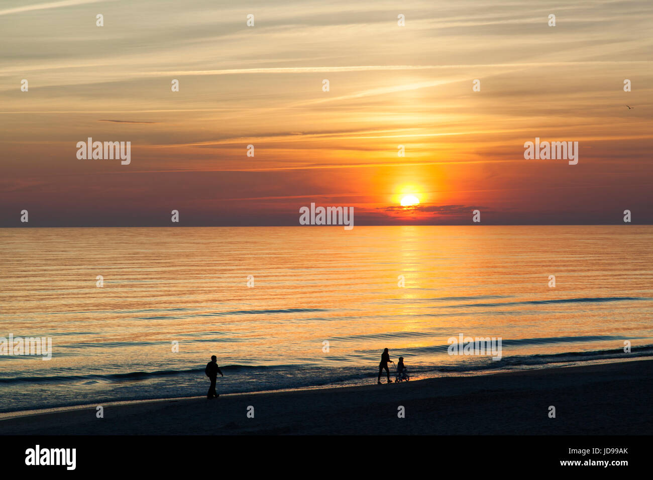 The sunset view on Palanga resort town beach (Lithuania Stock Photo - Alamy