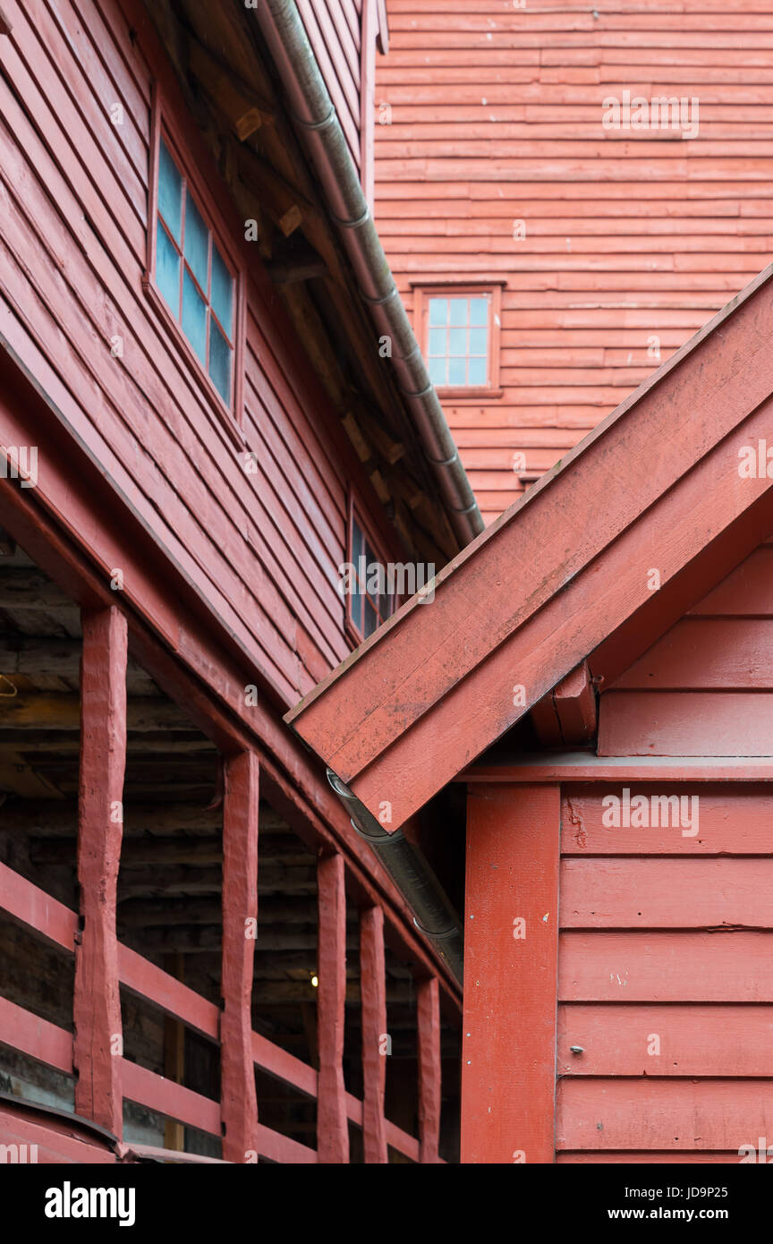 BERGEN, NORWAY - 2 JUNE , 2017: Interior of the Hanseatic quarter. A ...