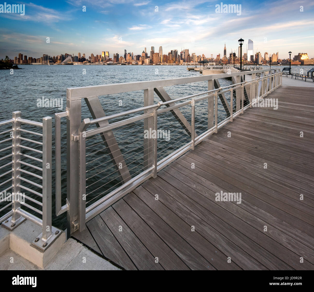 View of New York city from boardwalk, New York, USA. 2016 urban city ...