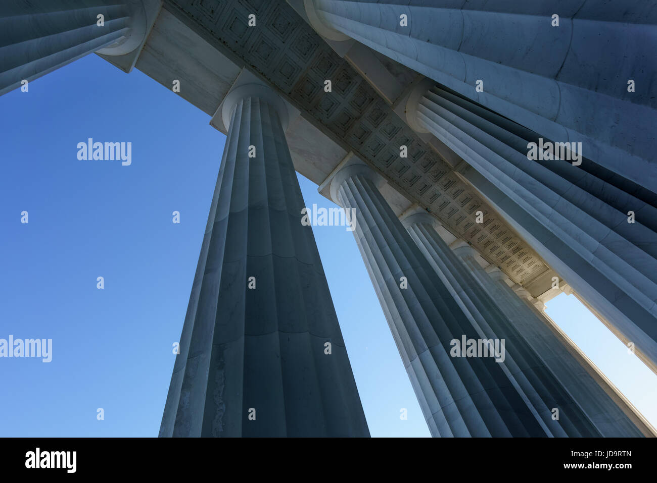 Low angle view, close up, Details of columns at Lincoln Memorial ...