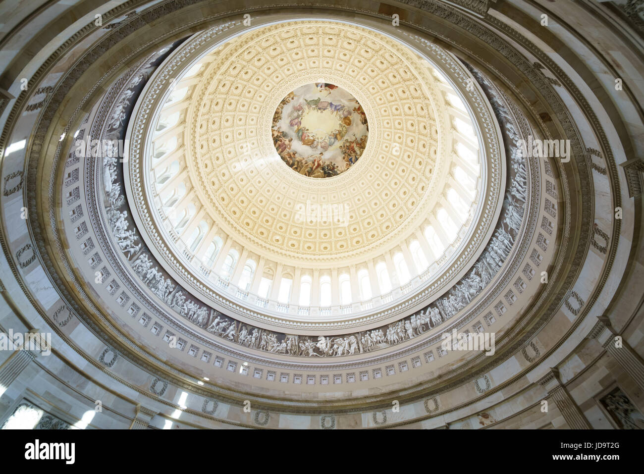 Capitol building interior, focus on round ceiling detail, Washington DC ...