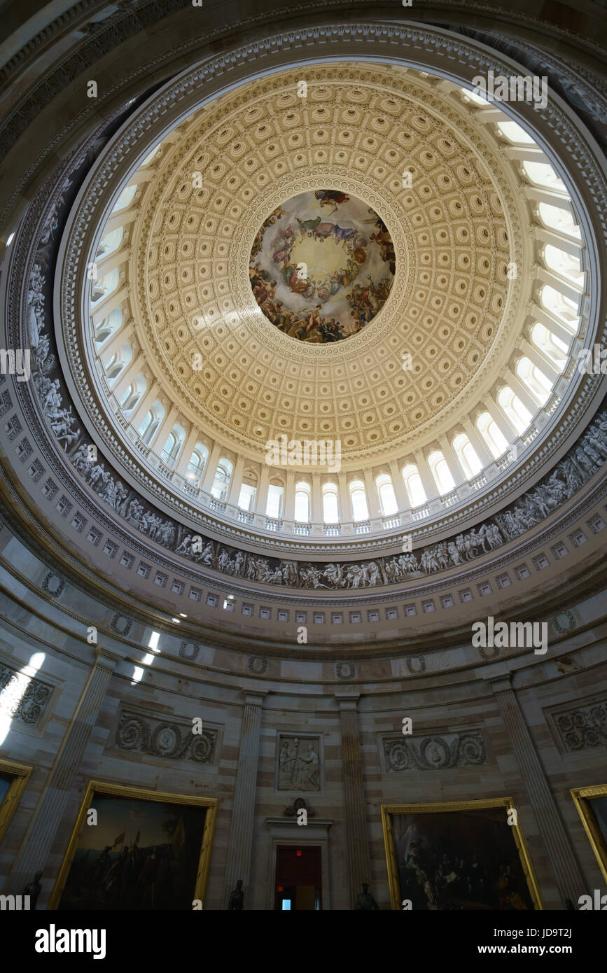 Capitol building interior, focus on round ceiling detail, Washington DC ...