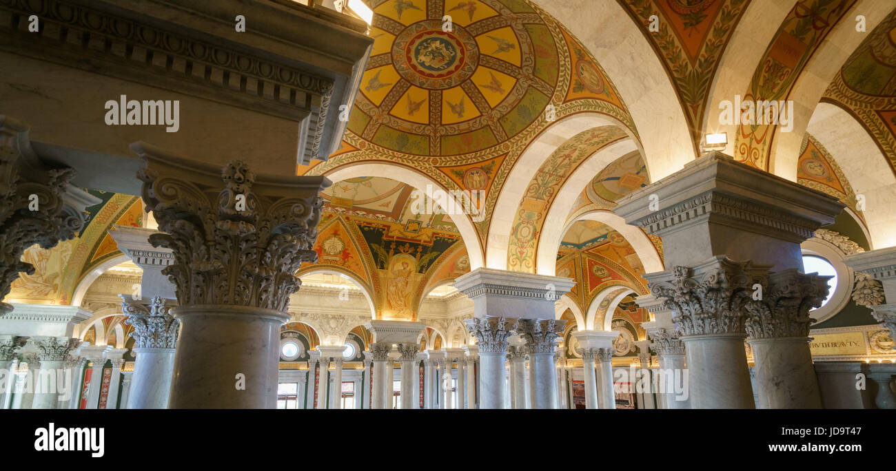 Capitol building interior showing ornately decorative ceiling features ...
