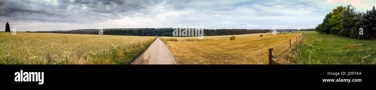 Panoramic view of rural scene of countryside at day, Ontario, Canada ...