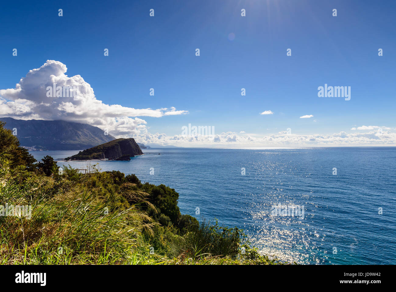 Panoramic landscape of Budva riviera. Balkans, Adriatic sea, Europe ...