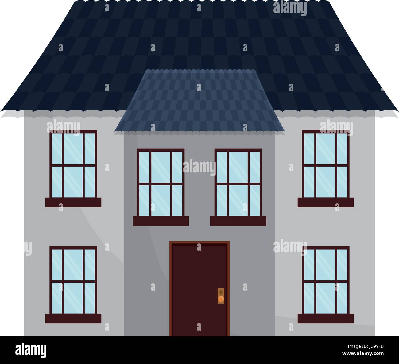 two-floor house icon over white background colorful design vector ...