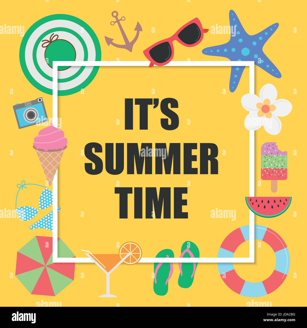 It’s summer time background with elements for greeting card, poster ...