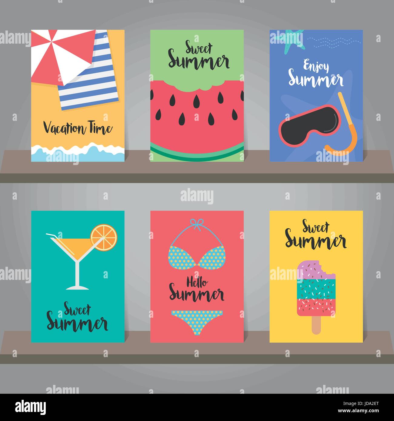 Set of summer background for greeting card, poster, banner, invitation ...