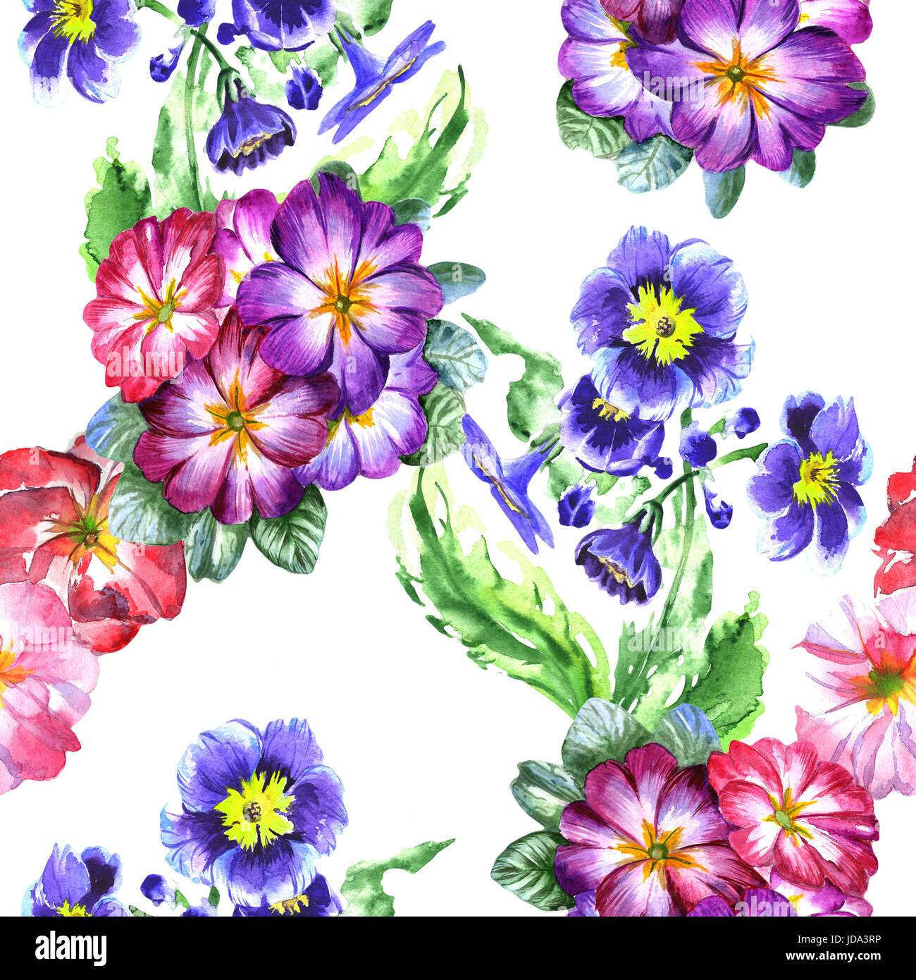 Wildflower viola flower pattern in a watercolor style isolated. Full ...