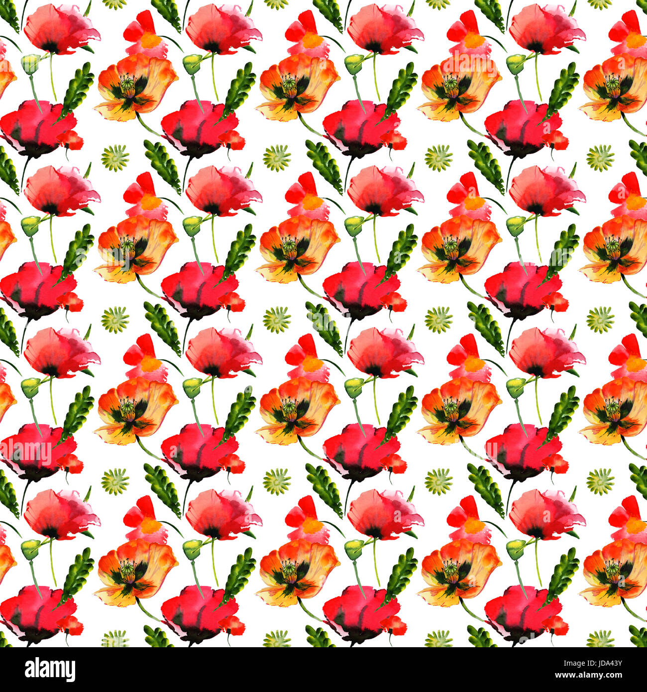 Wildflower poppy flower pattern in a watercolor style isolated. Full ...