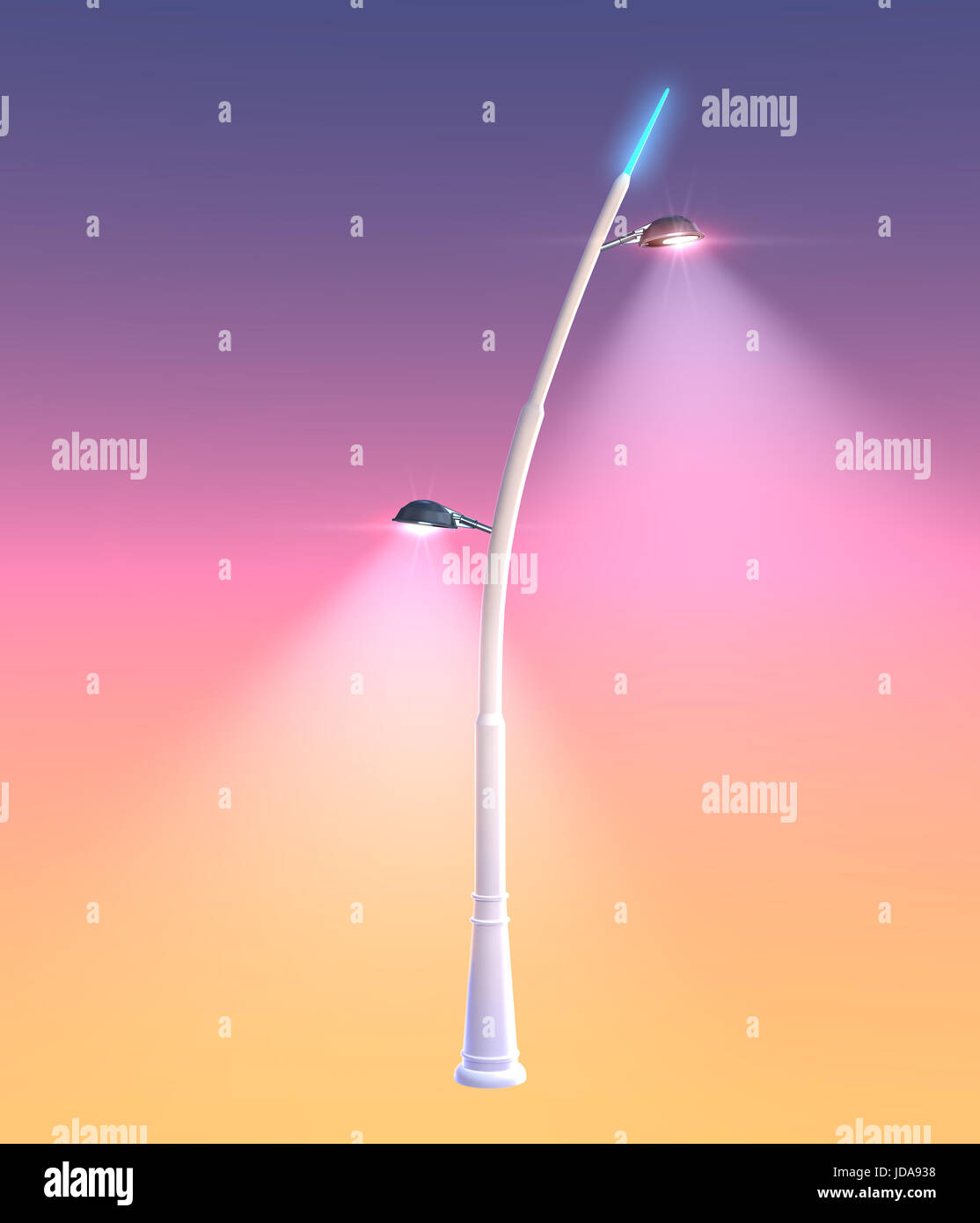 illuminated street light at dawn - 3d render Stock Photo - Alamy