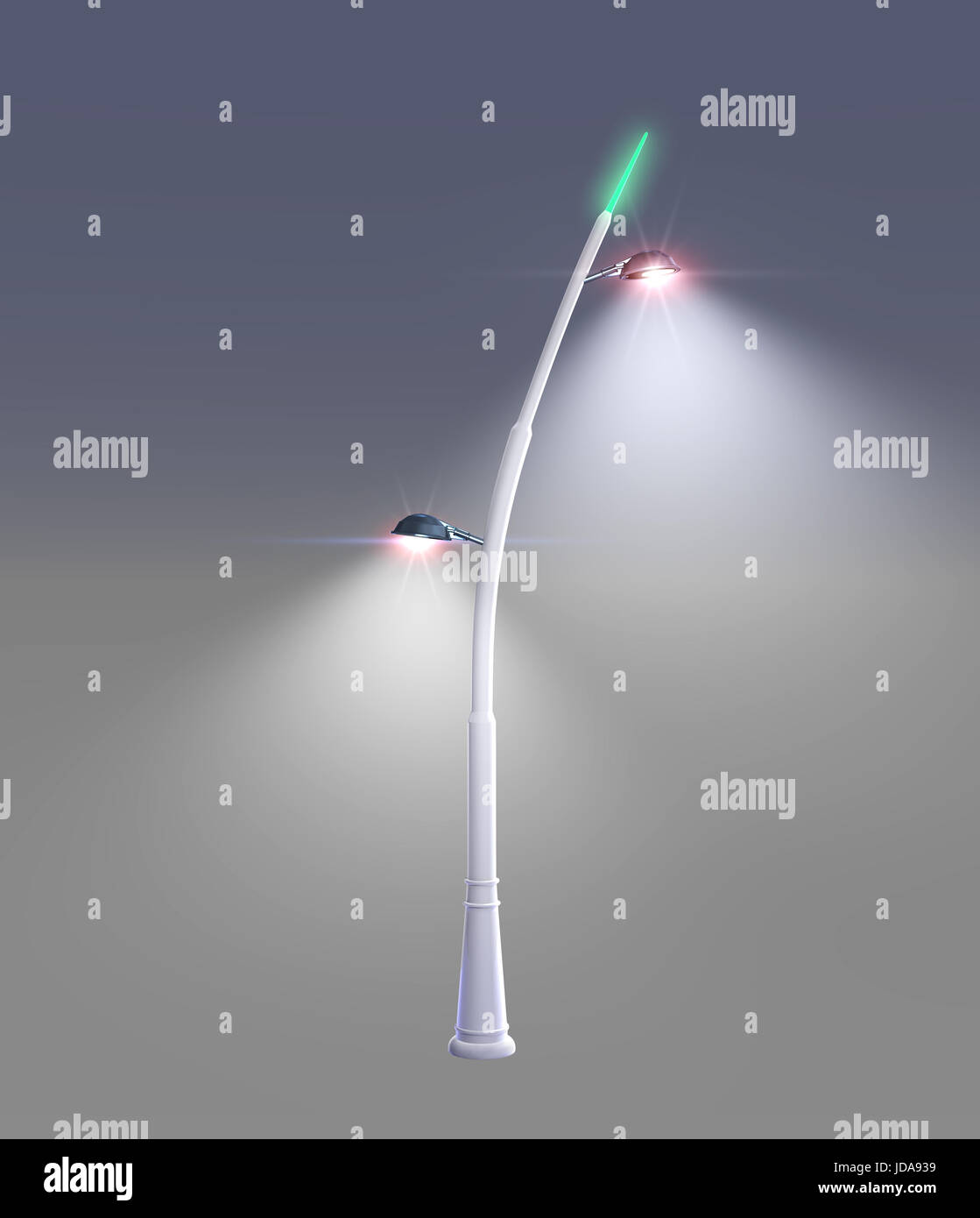 illuminated street light at twilight - 3d render Stock Photo - Alamy