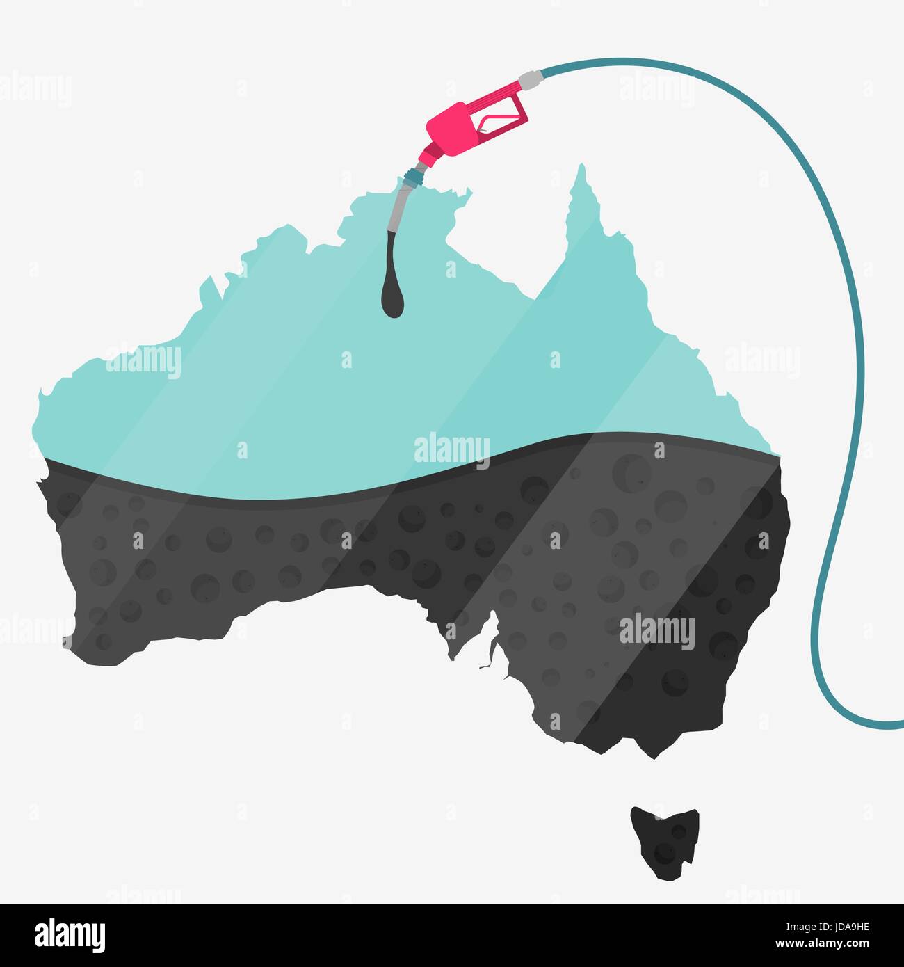 Map of Australia being fueled by oil. Gas pump fueled map. On the map ...