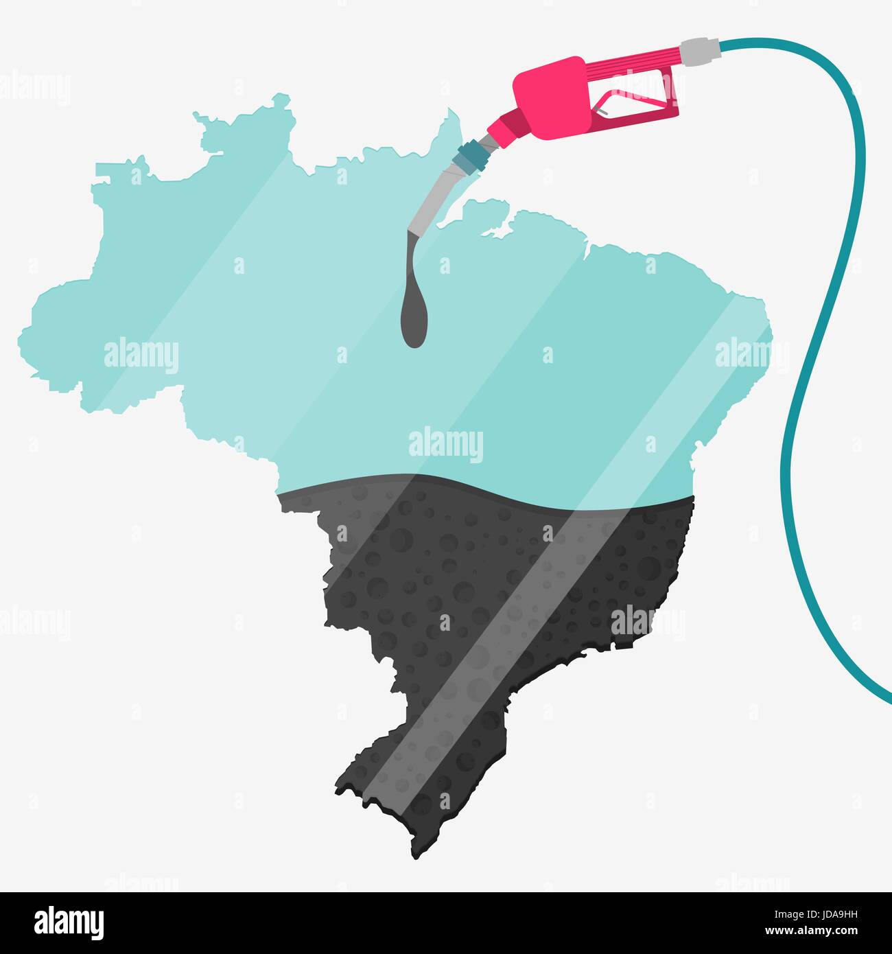 Map of Brazil being fueled by oil. Gas pump fueled map. On the map ...