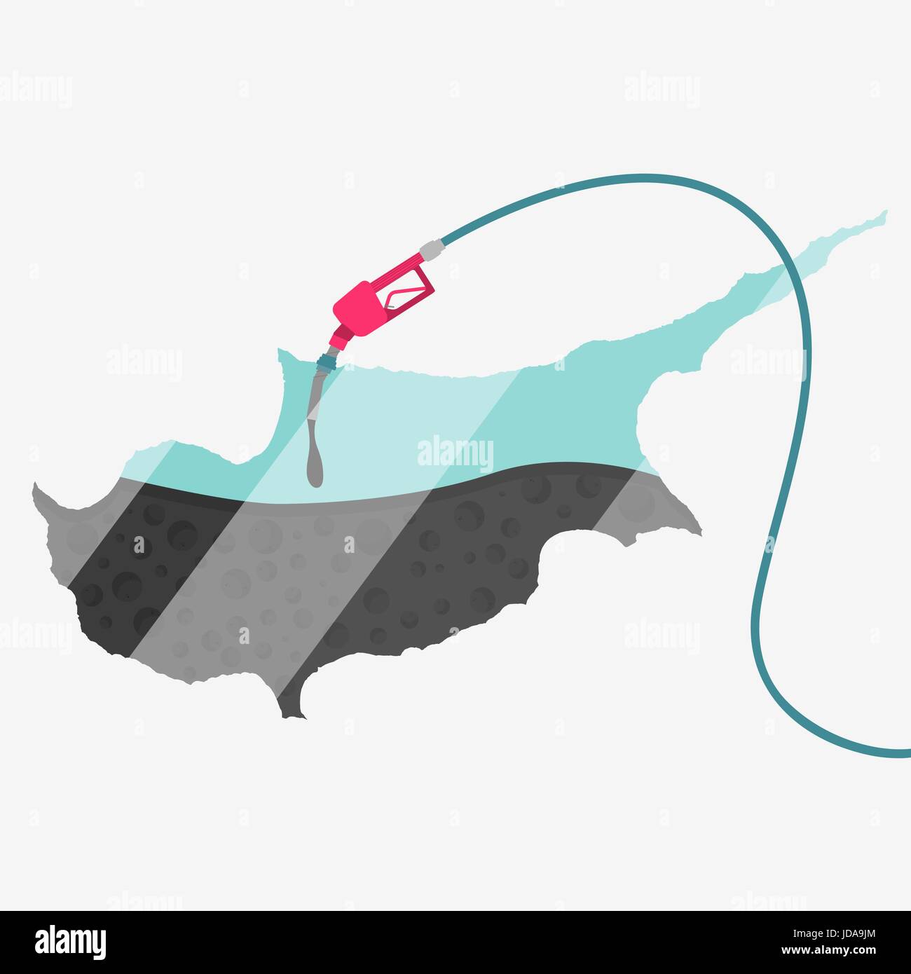 Map of Cyprus being fueled by oil. Gas pump fueled map. On the map ...
