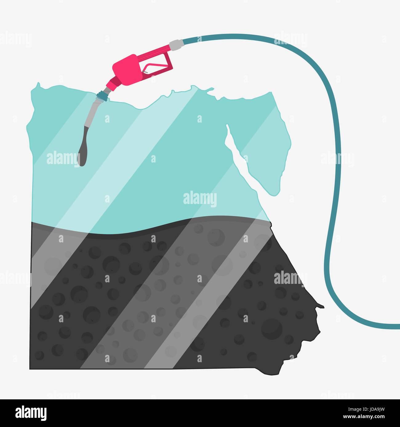 Map of Egypt being fueled by oil. Gas pump fueled map. On the map there ...