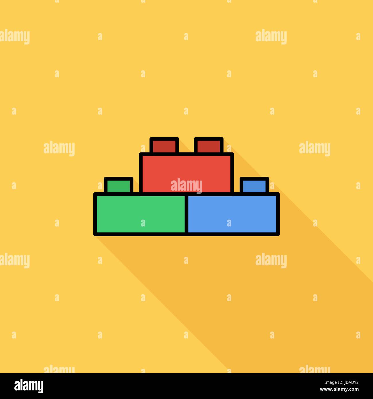 Building block icon. Flat vector related icon with long shadow for web ...