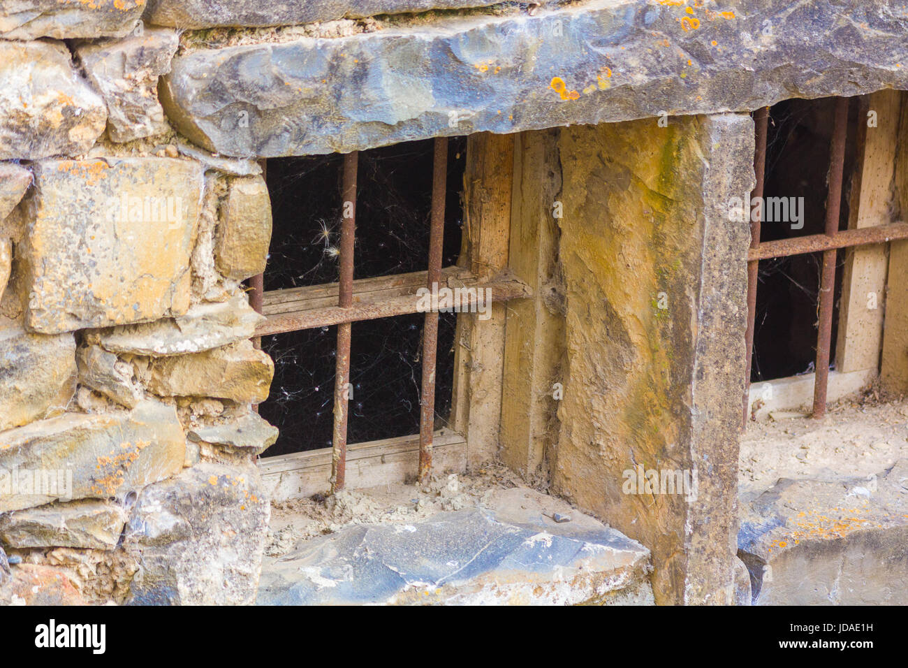 Windows in old stone house Stock Photo - Alamy