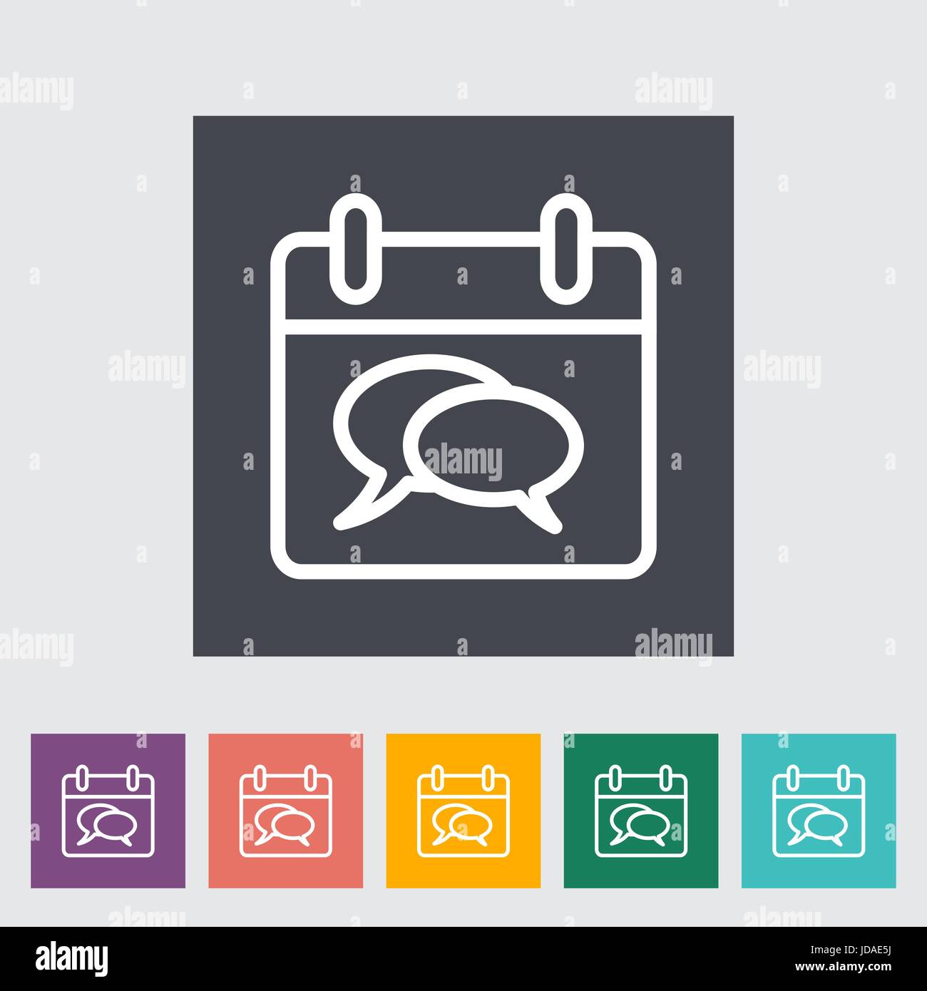 Calendar with chat. Single flat icon on the button. Vector illustration ...