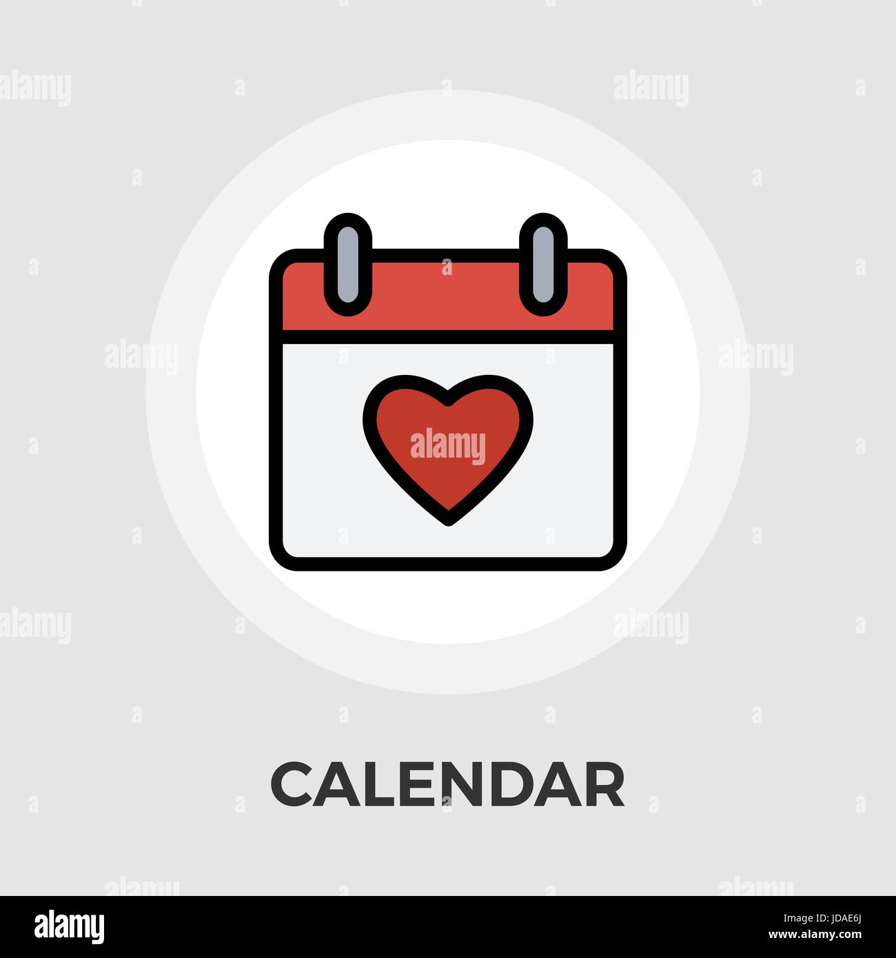 Calendar with heart icon vector. Flat icon isolated on the white ...