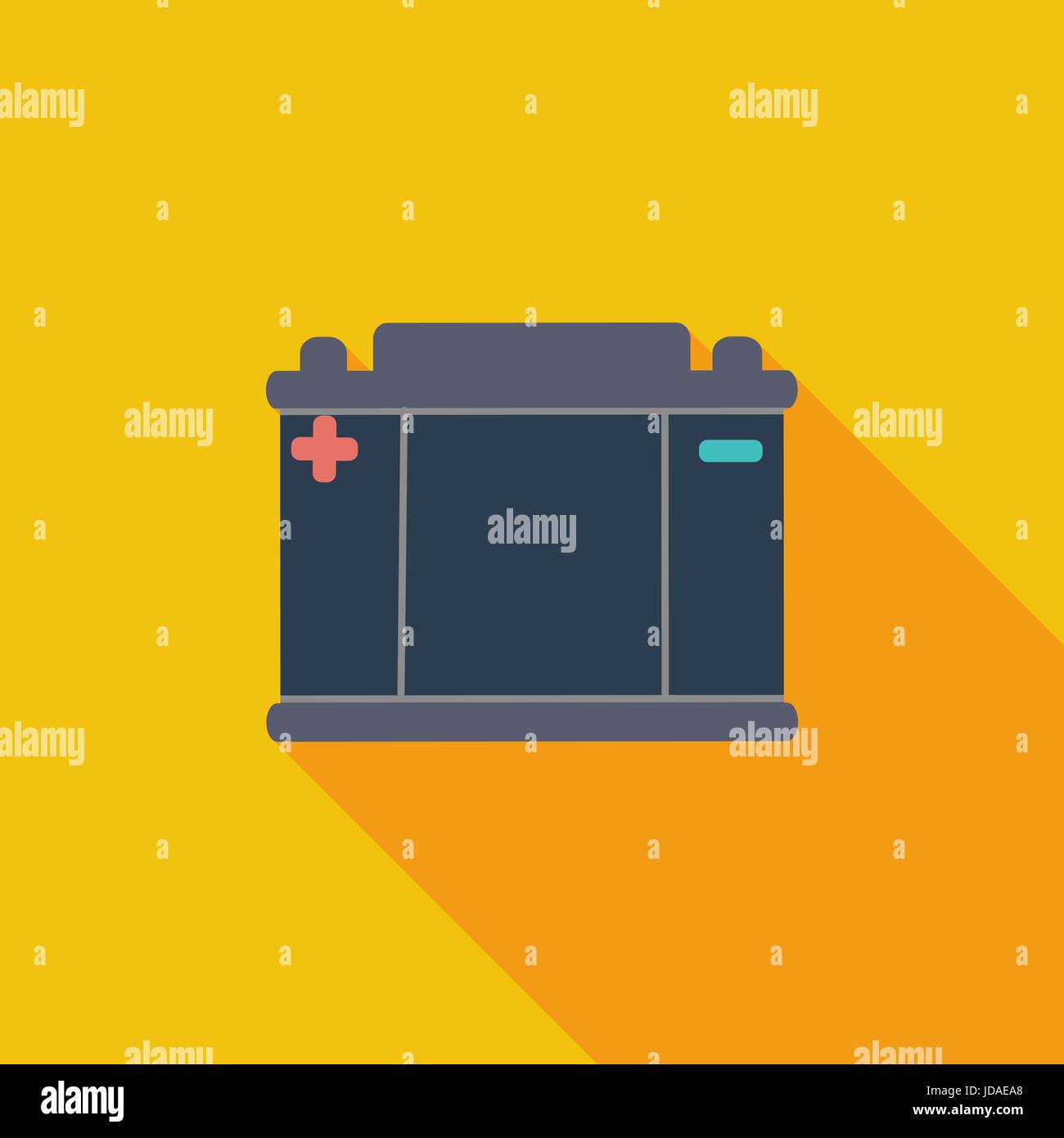 Car battery icon. Flat vector related icon with long shadow for web and ...