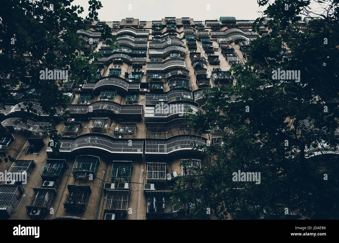 Old apartment block in Macau Stock Photo - Alamy