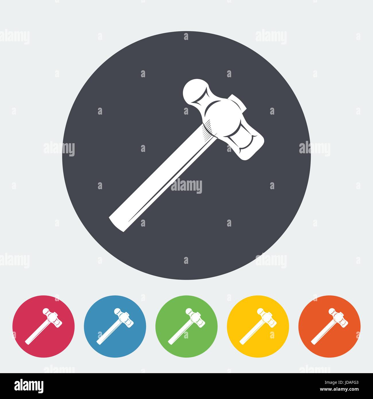 Hammer. Single flat icon on the circle button. Vector illustration ...