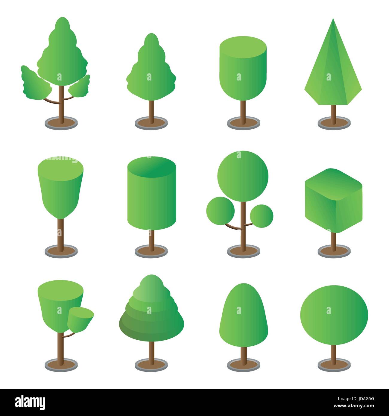 Trees isometric, trees isolated on white background. vector illustration Stock Vector Image ...