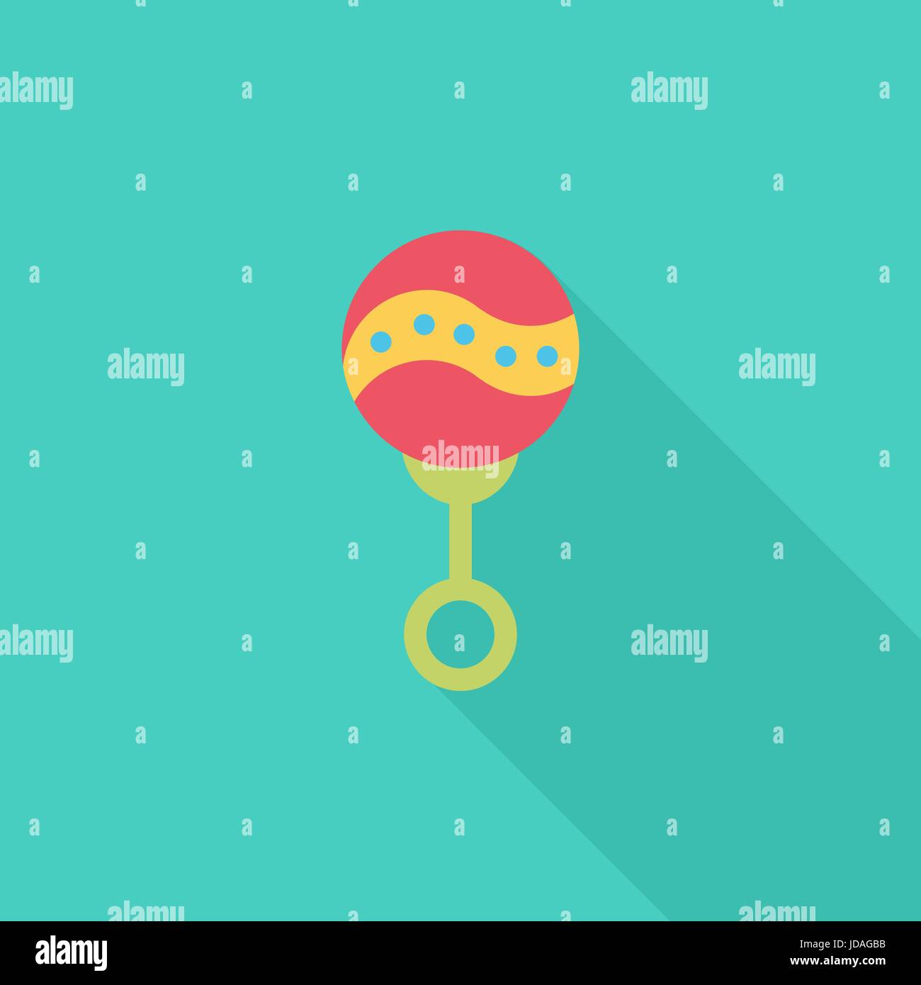 Rattle icon. Flat vector related icon with long shadow for web and ...
